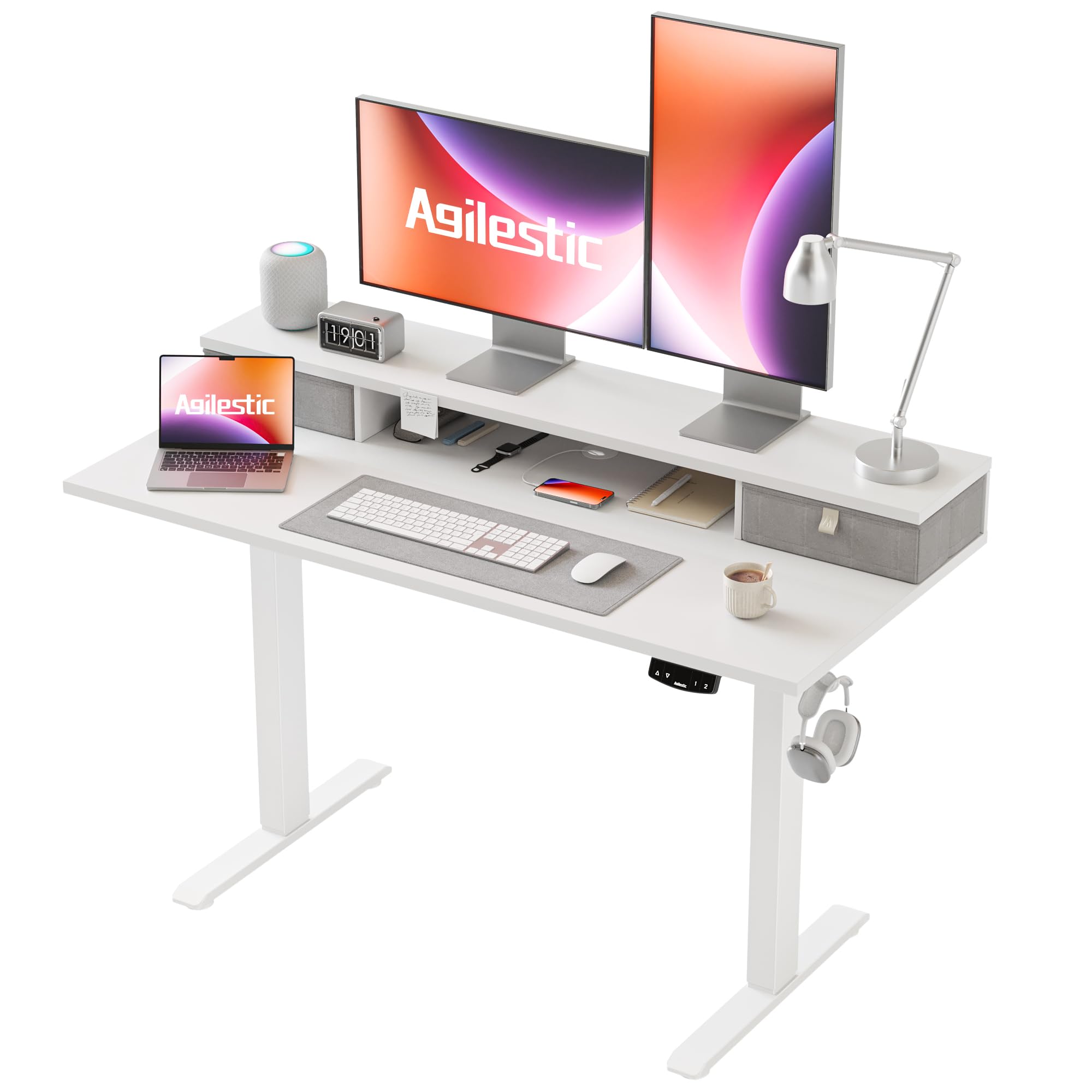 Agilestic 48 x 23 Inches Electric Standing Desk with 2 Storage Drawers ...