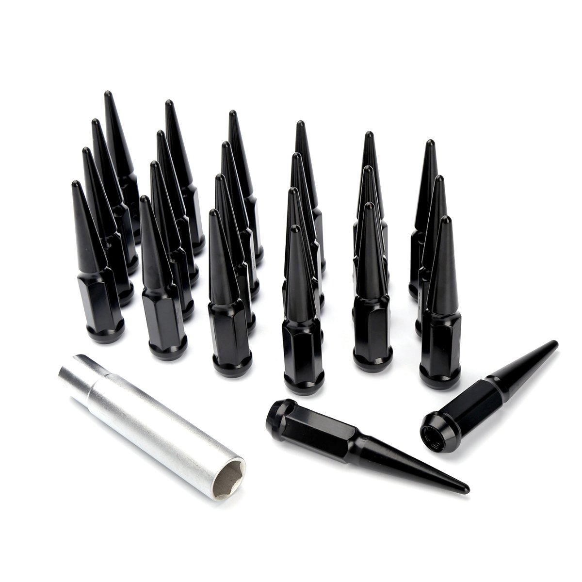 Industrial & Scientific KSP 24 Pc Spiked Solid Metal Lug Nuts M14x1.5 Thread 4.4 Tall Closed End ...