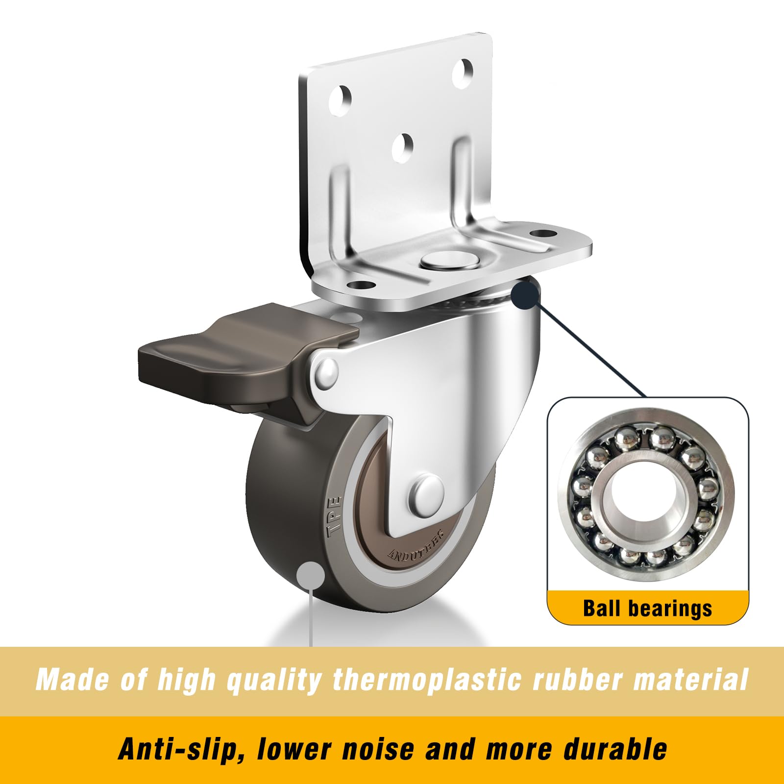 Mua ANDUTEES Side Mount Casters, 2 Inch Furniture Wheels, L-Shaped ...