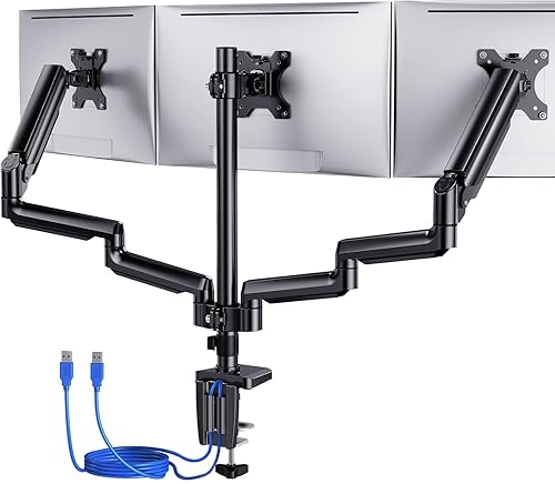 ErGear Triple Monitor Mount for 13-27 inch Screens, Gas Springcore ...