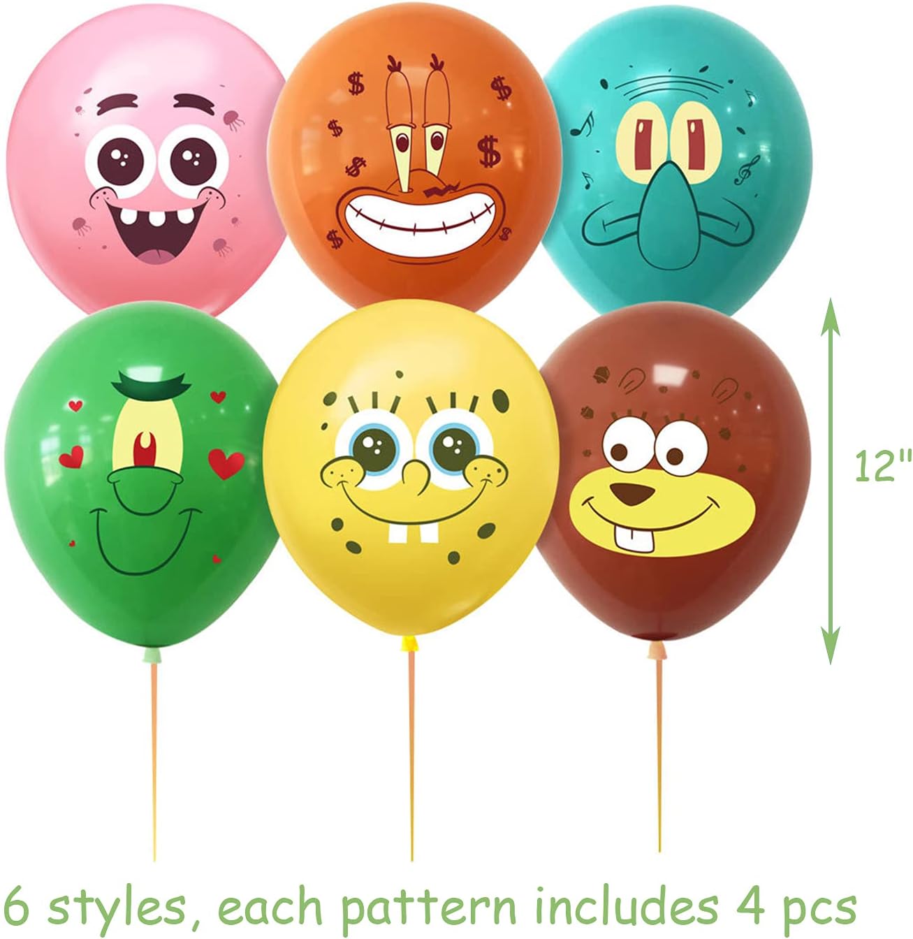 LUOWAN Spongebob Birthday Decorations 24pcs 12″ Spongebob Themed Party ...