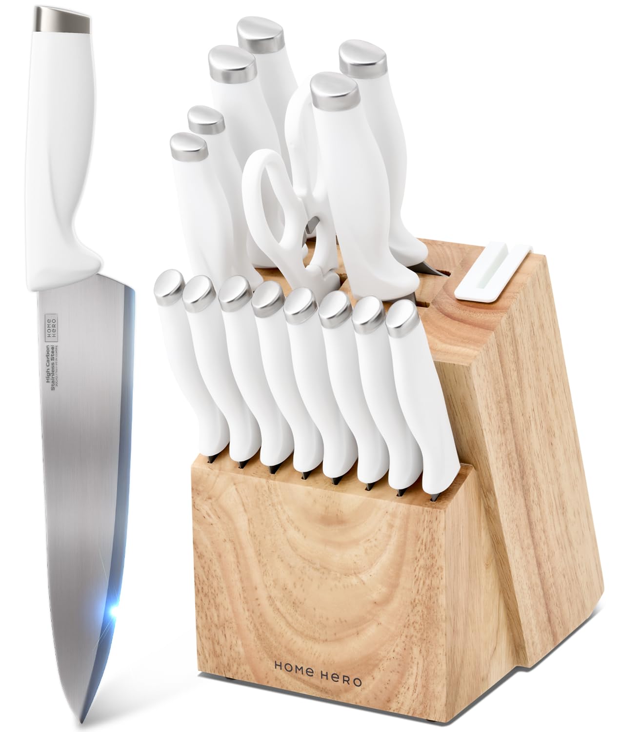Home Hero Kitchen Knife Set with Sharpener - High Carbon Stainless ...