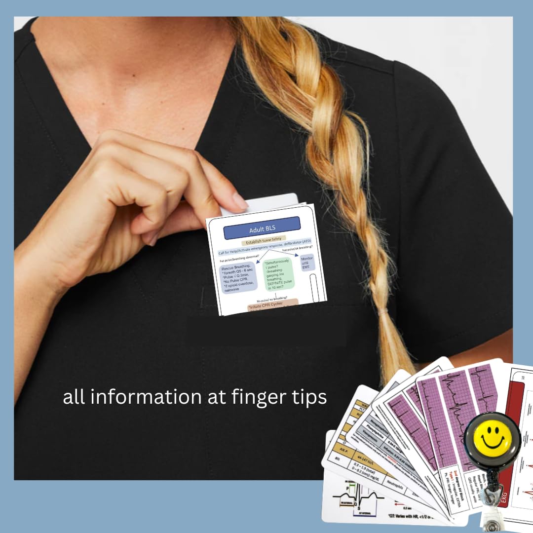 Mua 6 EKG Badge Cards, Cardiac Badge Reference + (EKG Cheat Sheets PDF ...
