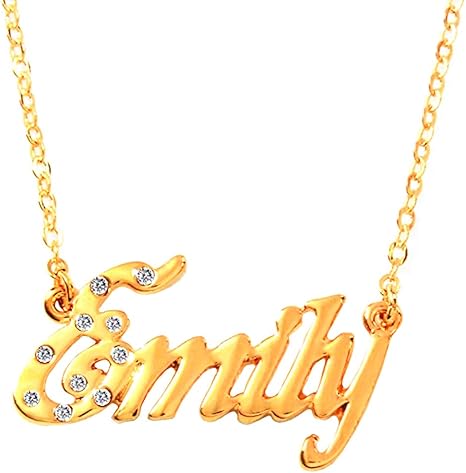Amazon.com: Emily Name Necklace 18K Gold Plated Personalized Dainty ...