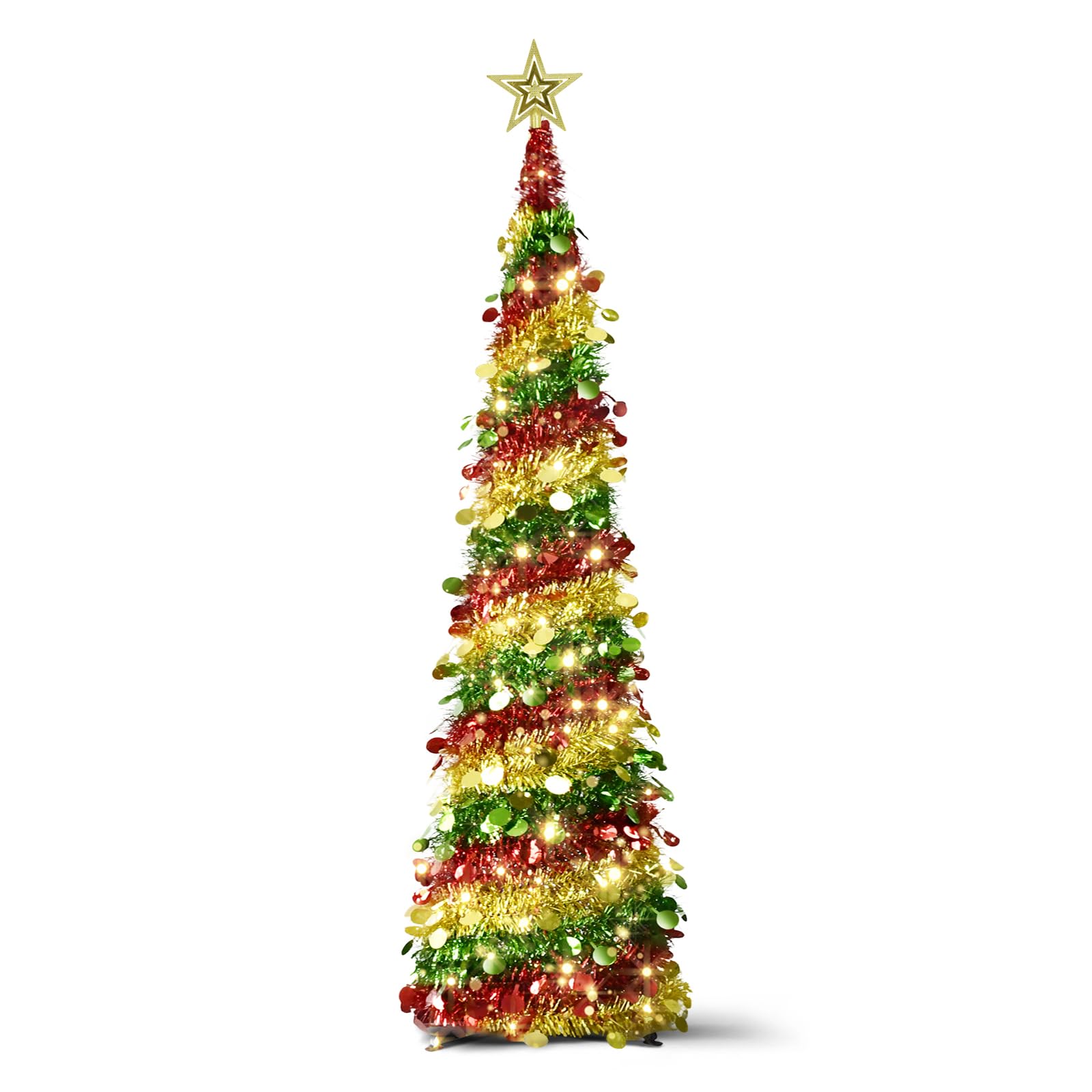 5FT Pop Up Christmas Tree with LED Lights and Tree Topper for sale ...
