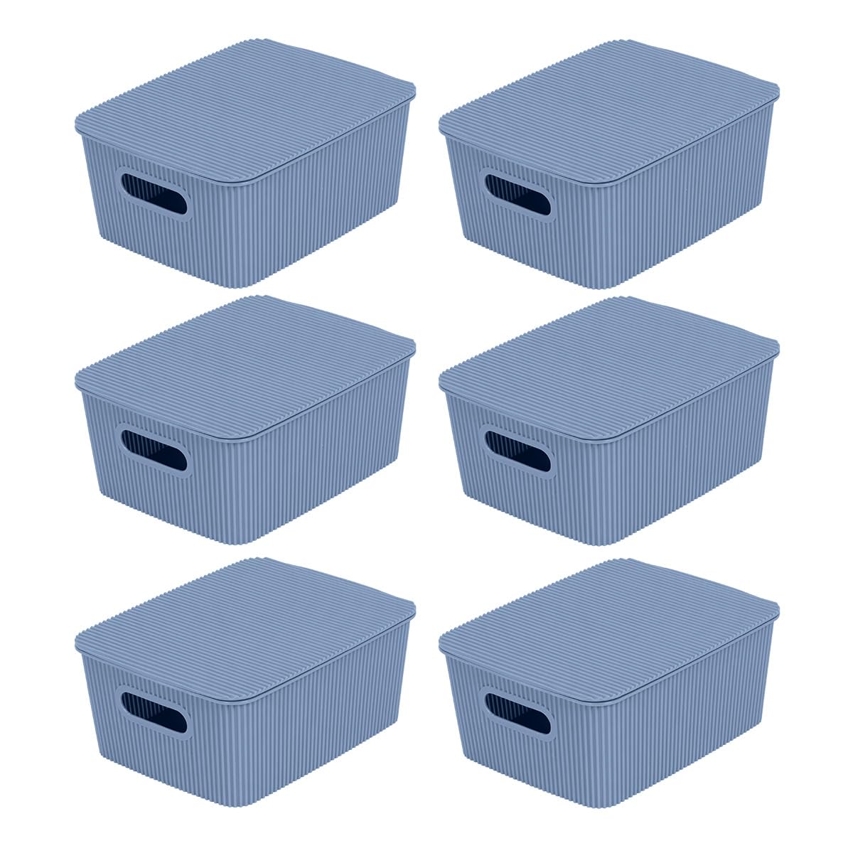 Glad Storage Baskets with Lids - Set of 6 Stackable Plastic Boxes with ...