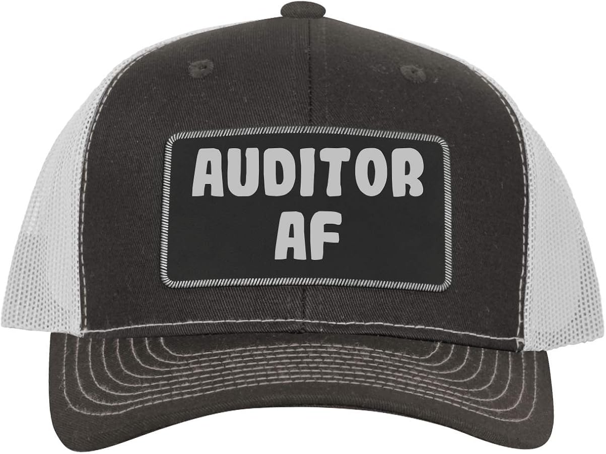 Auditor AF - Leather Black Patch Engraved Trucker Hat, Grey-White, One ...