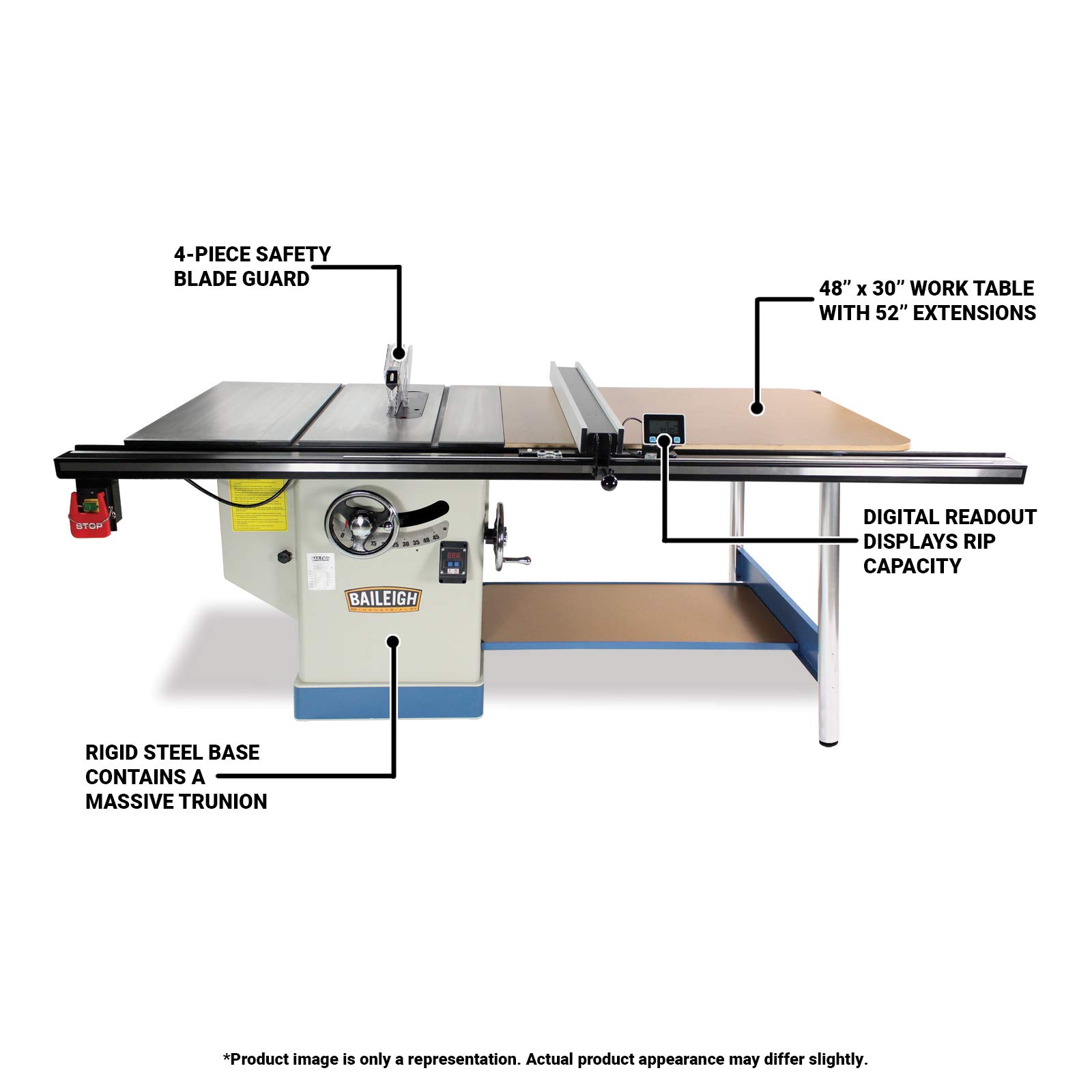 Mua Baileigh 12-Inch Table Saw, 52-Inch Rip, 5 HP, 220V 1Ph (Model TS ...