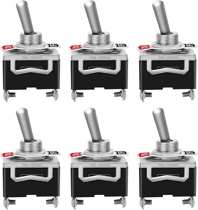 TOOHUI 6Pcs Interrupteur Inverseur à Bascule Levier en Métal, SPST ...
