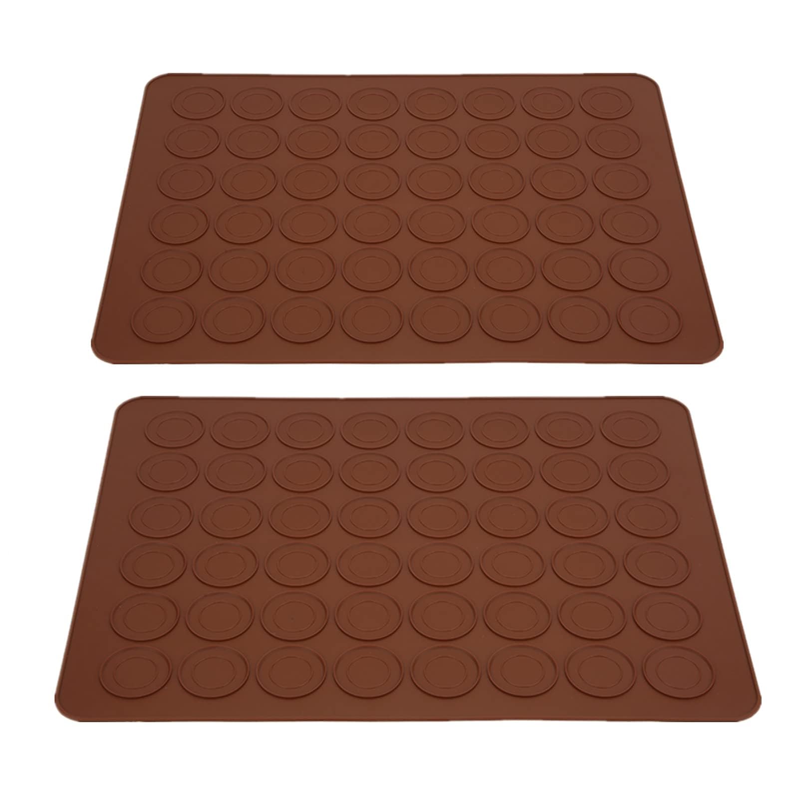 2pcs Macaron Silicone Mats, 48 Holes Non-Stick Silicone Brown Macaron ...