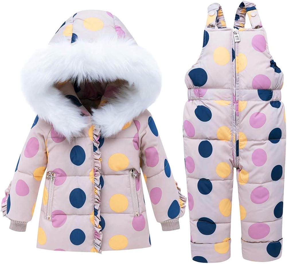 LSHDCER Baby Snow Suits 2-Piece, Winter Girls Boys Snowsuit Down Jacket + Snow Pants Outwear ...