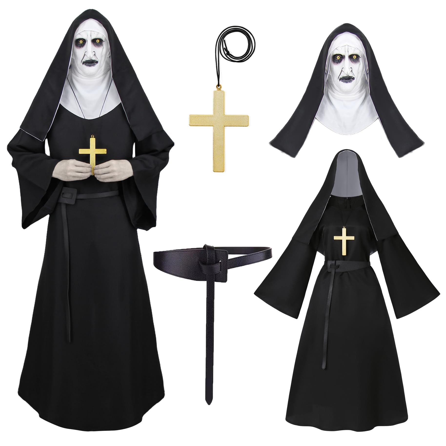 The Nun 2 Costume Adult Scary Nun Outfit Priest Halloween Costumes ...