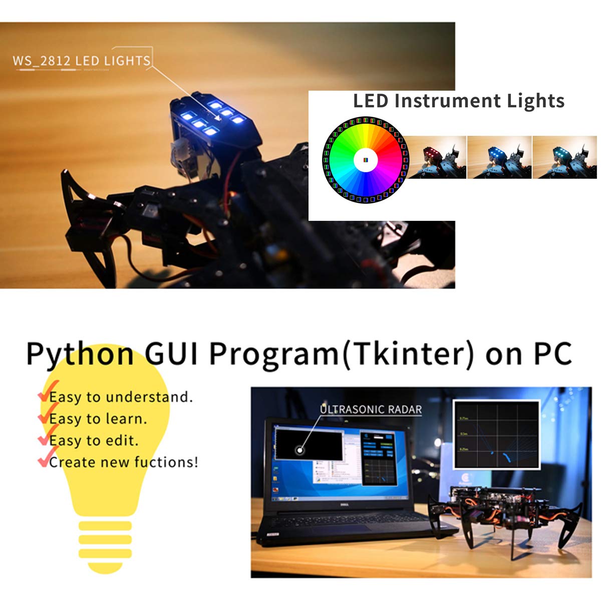 Mua Adeept Hexapod Spider Robot Kit Compatible with Arduino with Android App and Python GUI ...