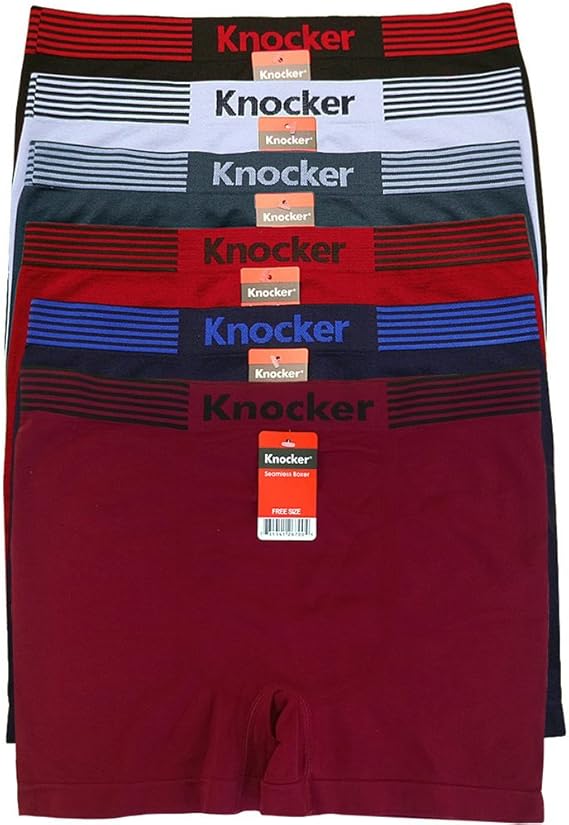 Knocker Men's 6-Pack Seamless Boxer Brief Athletic Compression Workout ...