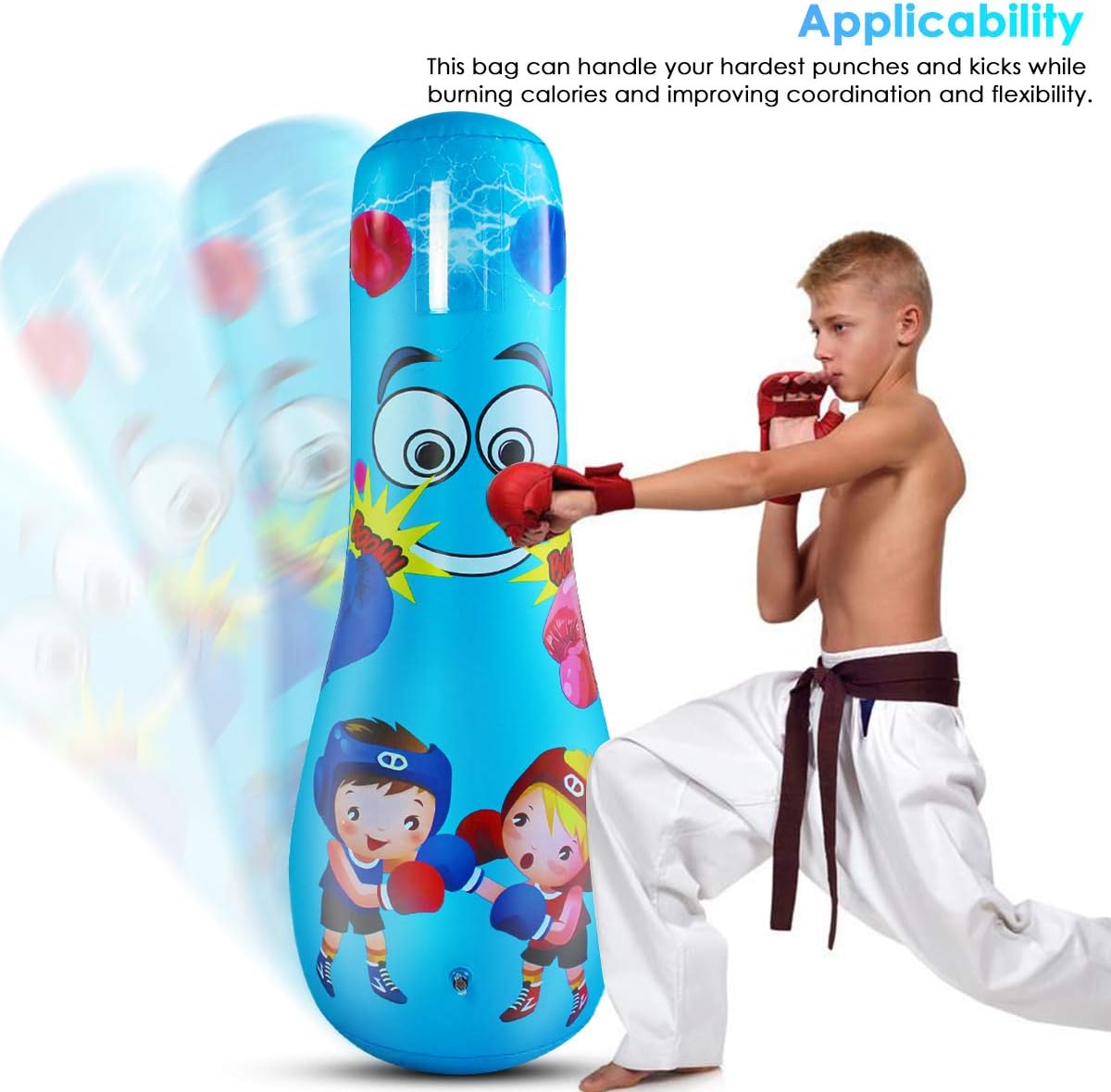 Inflatable Punching Bag for Kids 47 Inch, Free Standing Boxing Toy for ...