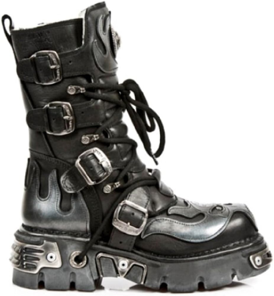 New Rock Newrock 107 -S2 Silver Skull Devil Métallique Bottes Toutes ...