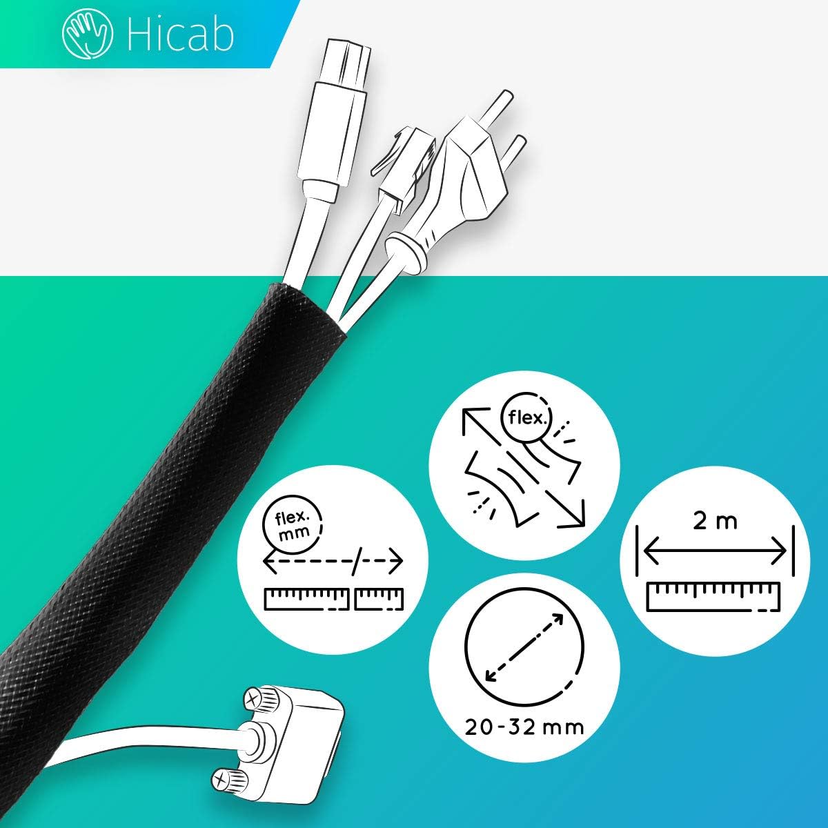 Conduit de câbles extensible Hicab à fermeture autoagrippante. Conduit ...