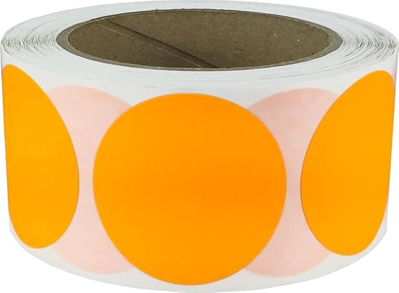 Fluorescent Orange Circle Dot Stickers, 51 mm 2 Inches Round, 500 ...