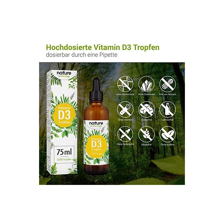 Vitamin D3 Tropfen - 50ml (1700 Tropfen) - Laborgeprüfte 1000 I.E. pro ...