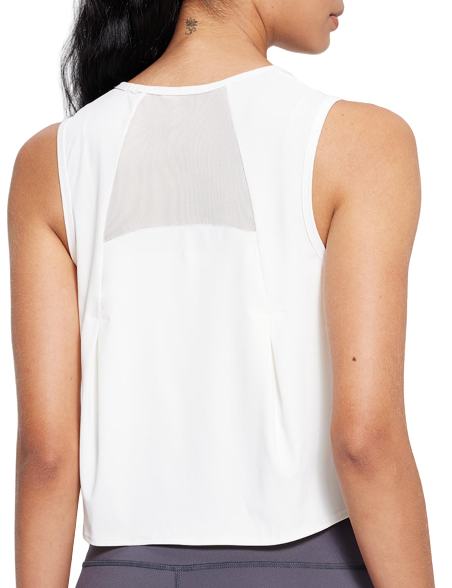Crop Workout Tops for Women Tank Athletic Running Shirts Mesh Yoga Tops ...