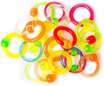 Amazon.com: Glow Rave Captive Bead Rings - 20pk Multi-Color Blacklight ...