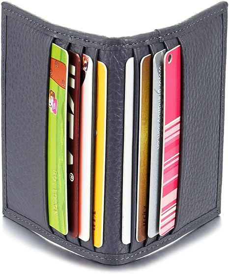 Two-Sided Bifold Credit Card Holder ID Window Card Case, Grey Blue ...