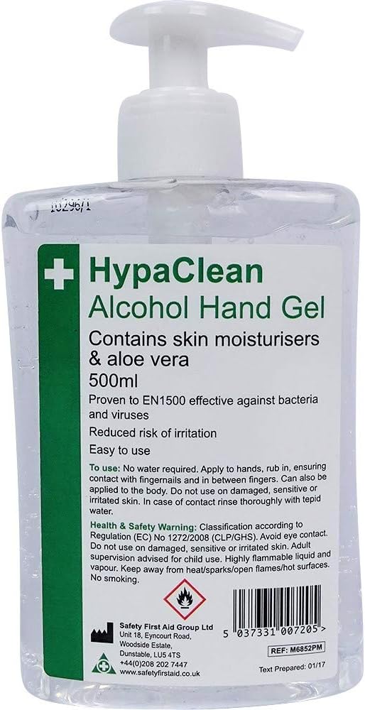 HypaClean Alcohol Hand Sanitiser Gel (500ml) Pack of 6: Amazon.co.uk ...