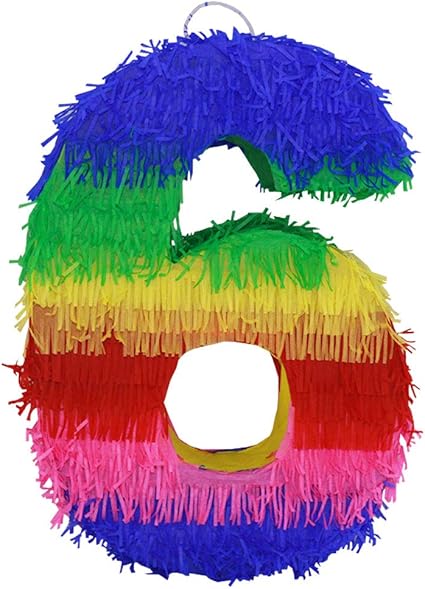 Amazon.com: Small Multicolor Number 6 Pinata Perfect for Kids and Adult ...