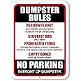 Amazon.com: Honey Dew Gifts, Dumpster Rules No Parking in Front of Dumpster, 9x12 inch, Made in ...