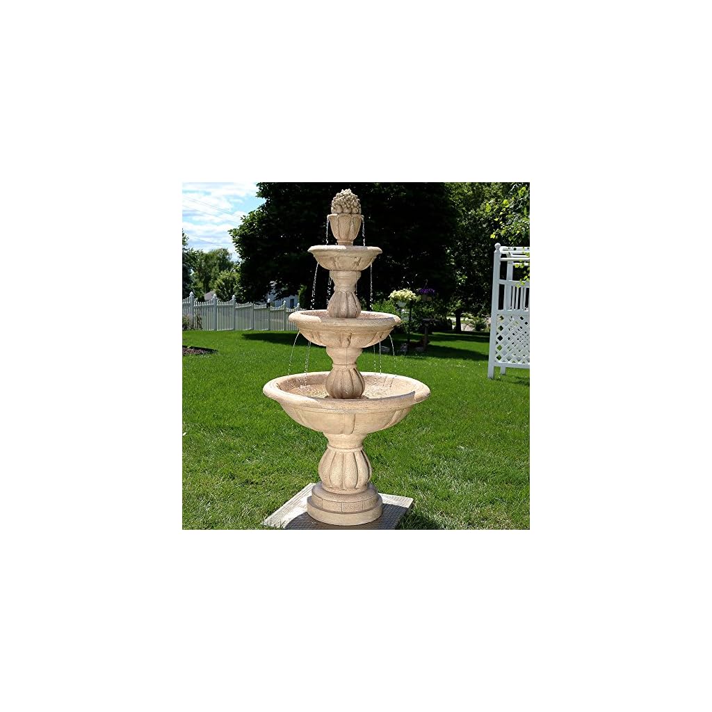 Sunnydaze 3-Tier Cornucopia Outdoor Water Fountain, 61 Inch Tall ...