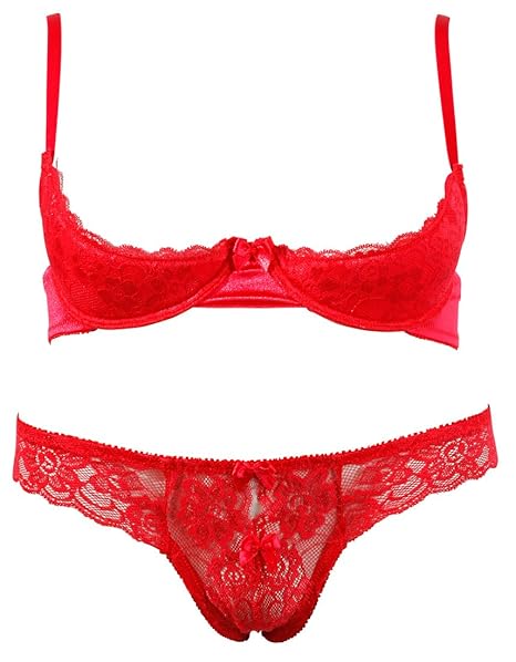 Red Lace Open Bra Set: Amazon.co.uk: Health & Personal Care