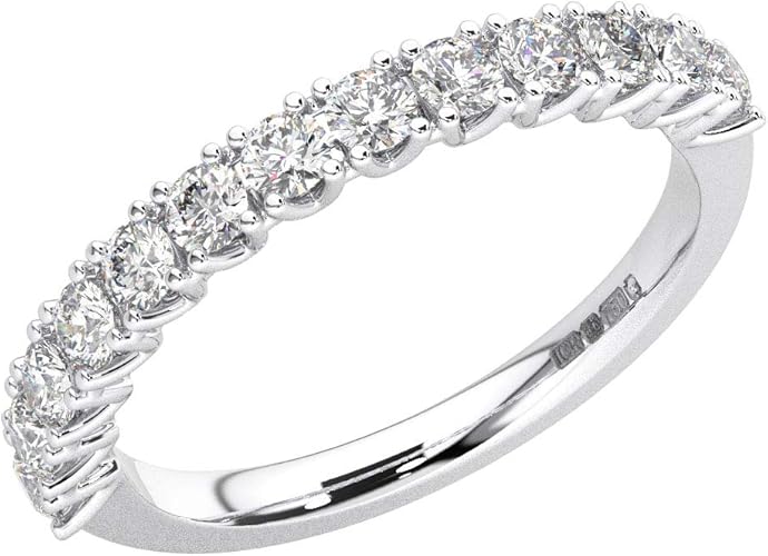 0.70ct Fishtail Set Round Brilliant Cut Diamonds Half Eternity Ring in ...
