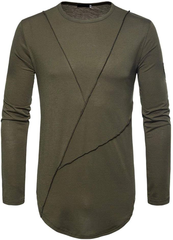 Men's Long Shirts Sleeve Chic Fit Design Sports Solid Color Cotton ...