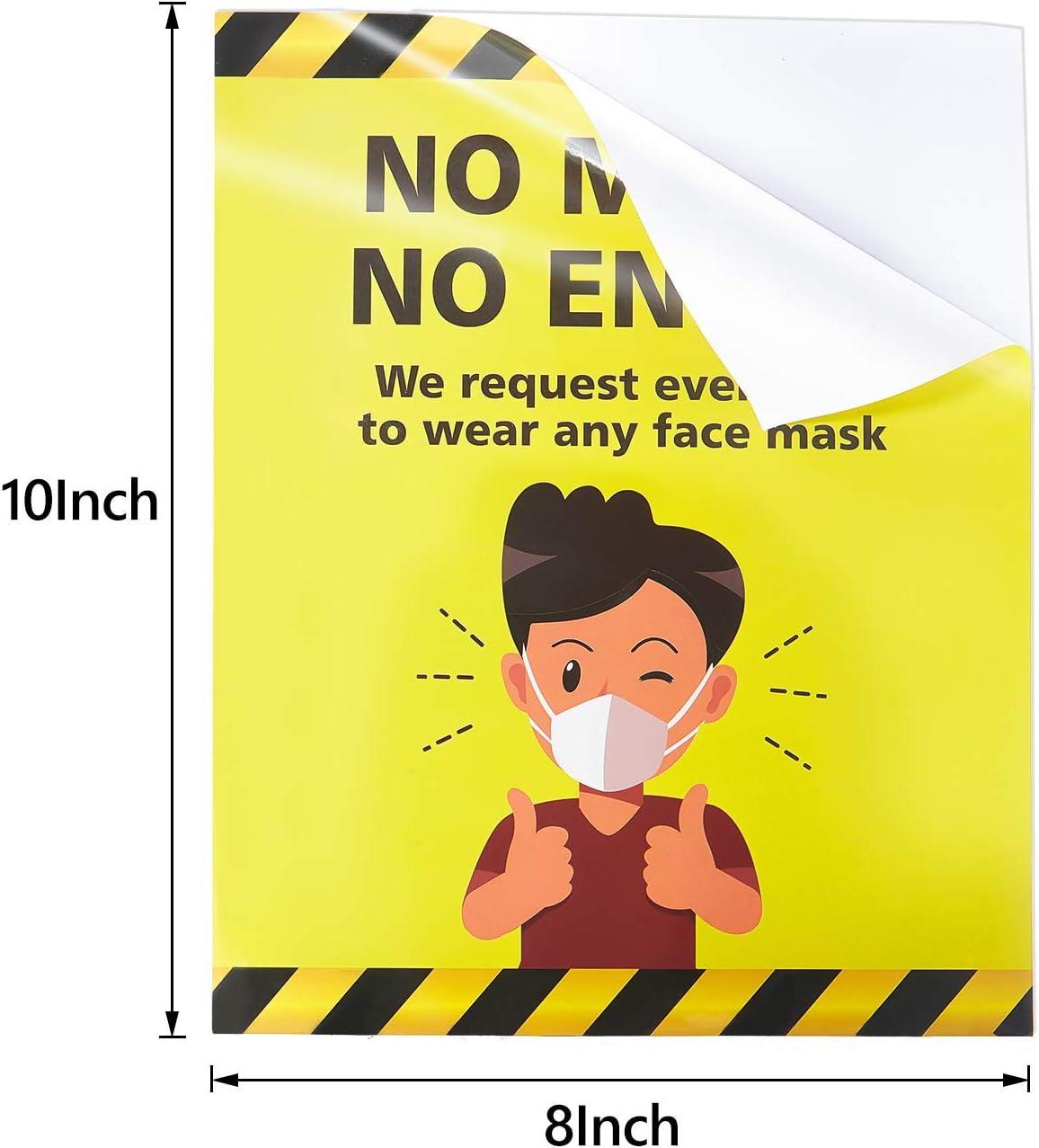 10 Pieces No Mask No Entry Sticker, Request to Wear A Face Mask Before ...