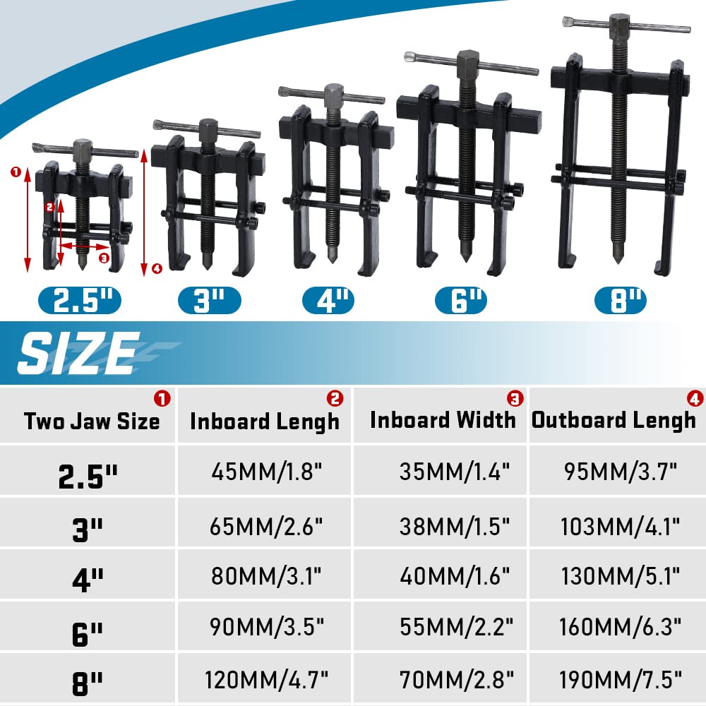 2 Jaw Bearing Puller 2-Jaw Bearing Gear Puller Tool - Carbon Steel Pump ...
