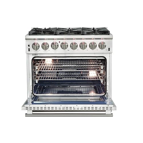 FORNO Capriasca Dual Fuel 36" Inch. Freestanding Range 6 Sealed Brass ...