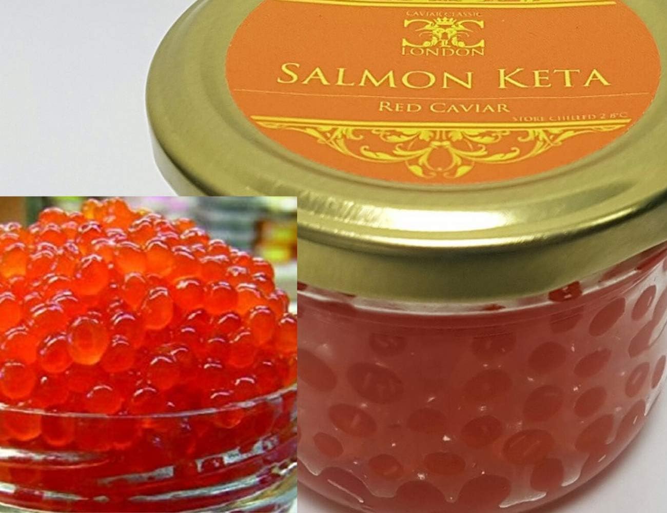 Wild Alaskan Keta Salmon Caviar (100 Gram).Free 1-2 Day delivery ...