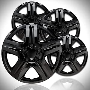 17 Inch Gloss Black universal Hubcaps with metal clips great for winter ...