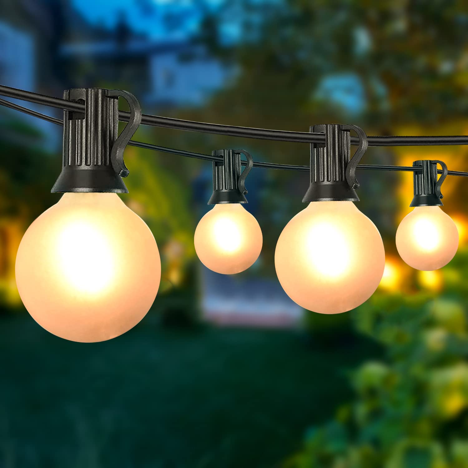 Pallerina 25Ft Frosted White String Lights with 27 G40 Globe Light ...