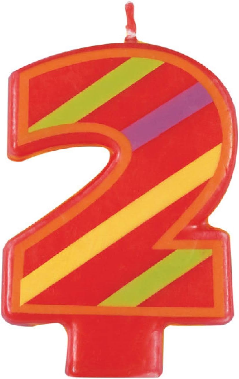 Amazon.com: Decorative Striped Number 2 Birthday Candle: Kitchen & Dining