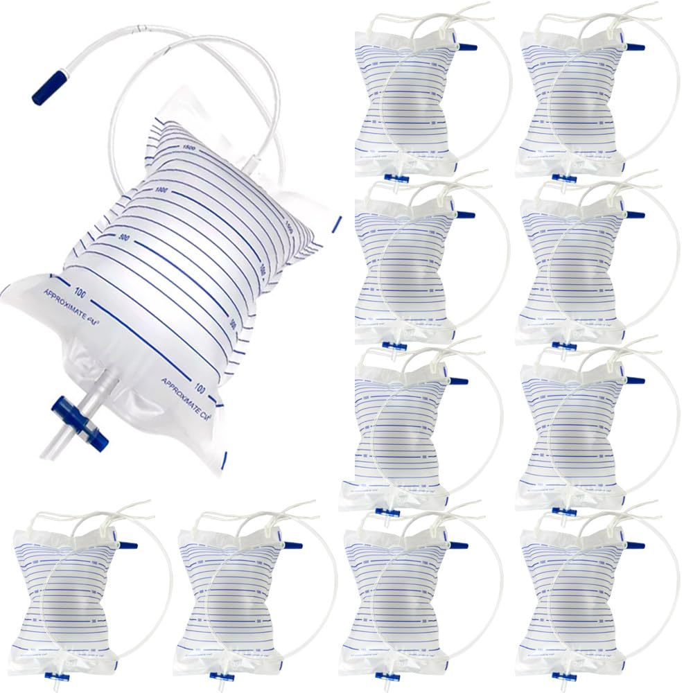 Urinary Drainage Bag, 2000mL, Anti-Reflux Valve, Easy Drain Switch, for ...