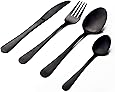Sabichi 195883 Glamour Matt Black 16pc Cutlery Set, Flatware Set for ...