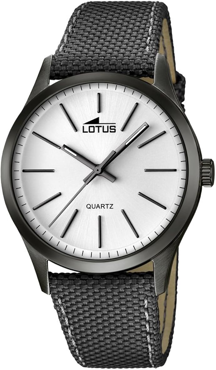Lotus Men's Quartz Watch with White Dial Analogue Display and Grey ...
