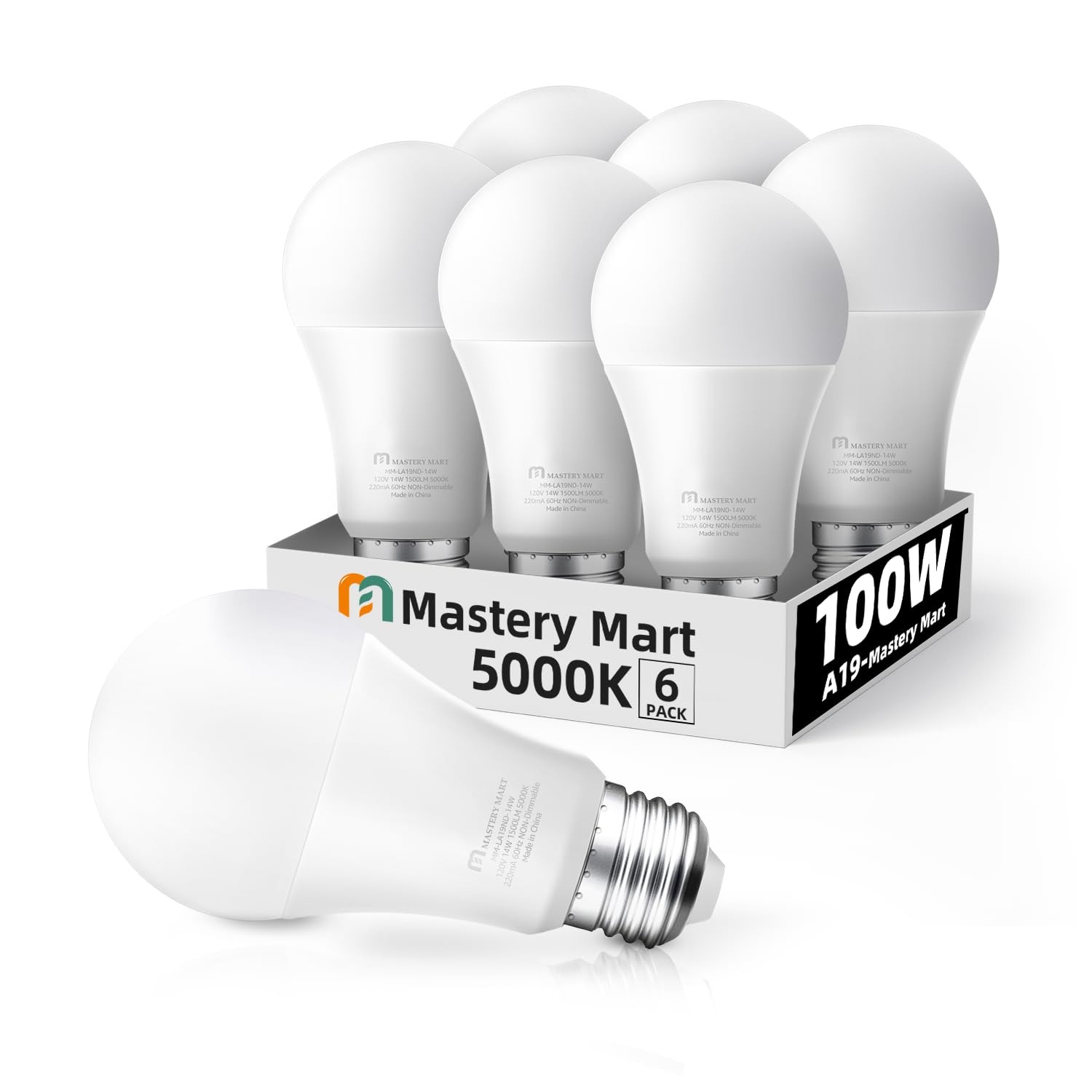 Mua MASTERY MART A19 [100-Watt] Led Light Bulbs, E26 Base, 5000K Bright ...