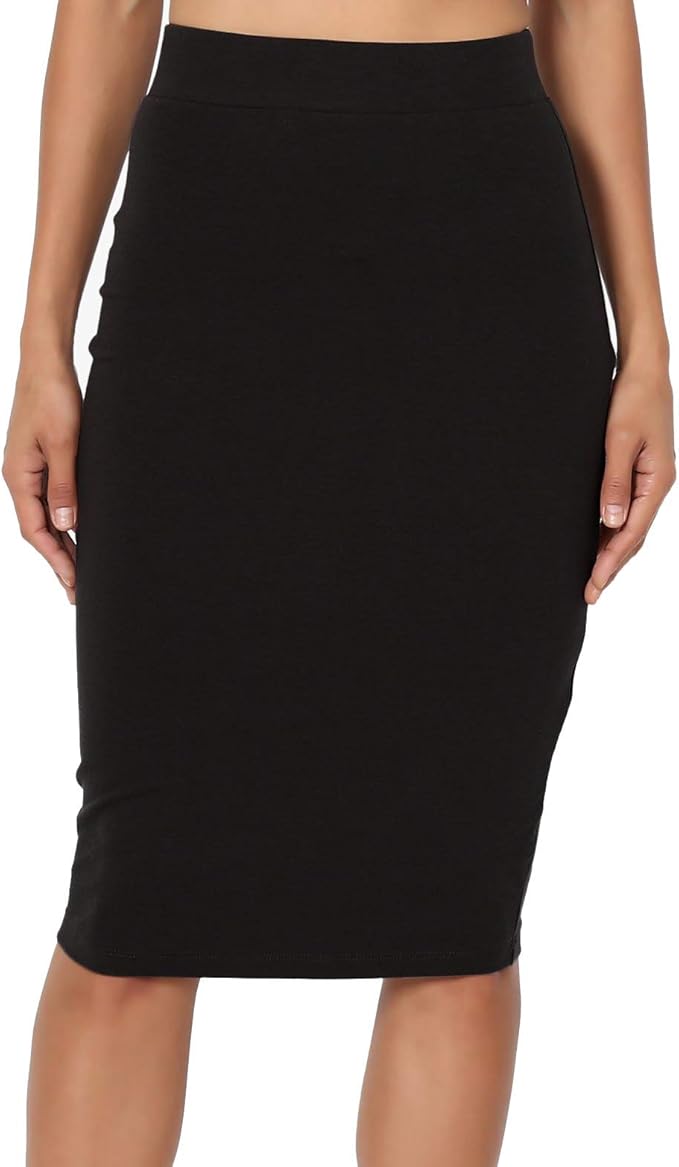 PrettyFashion Damen Midi Bleistift Rock Stretch Figurbetont Büro Röcke ...