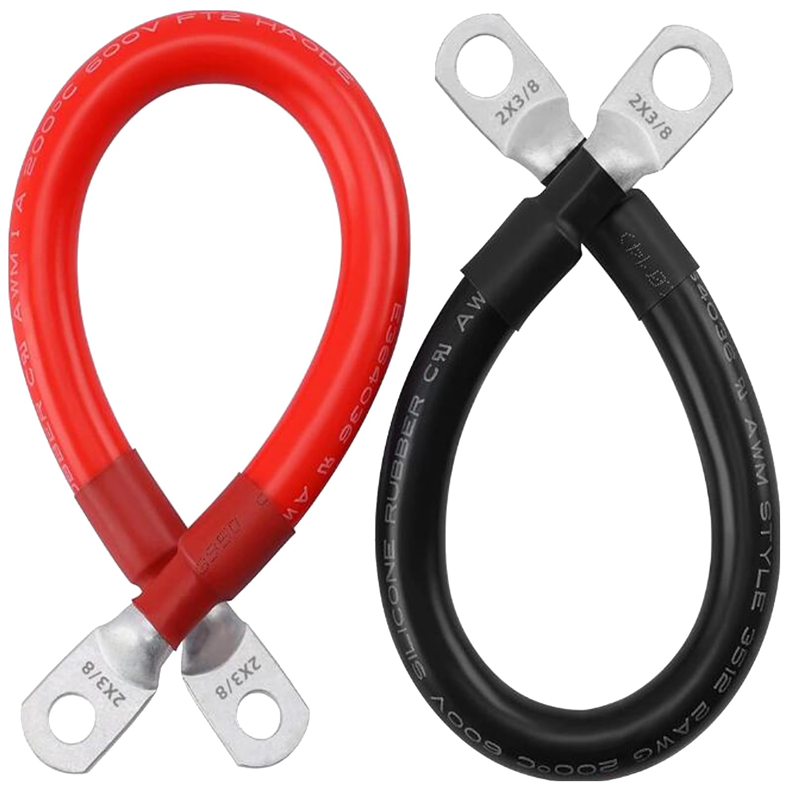 AUTOXBERT Battery Inverter Cable Set 2AWG 2Gauge Pure Copper Positive ...