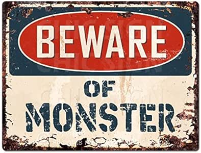 Amazon.com: Beware of Monster Chic Sign Vintage Retro Rustic 9"x 12 ...