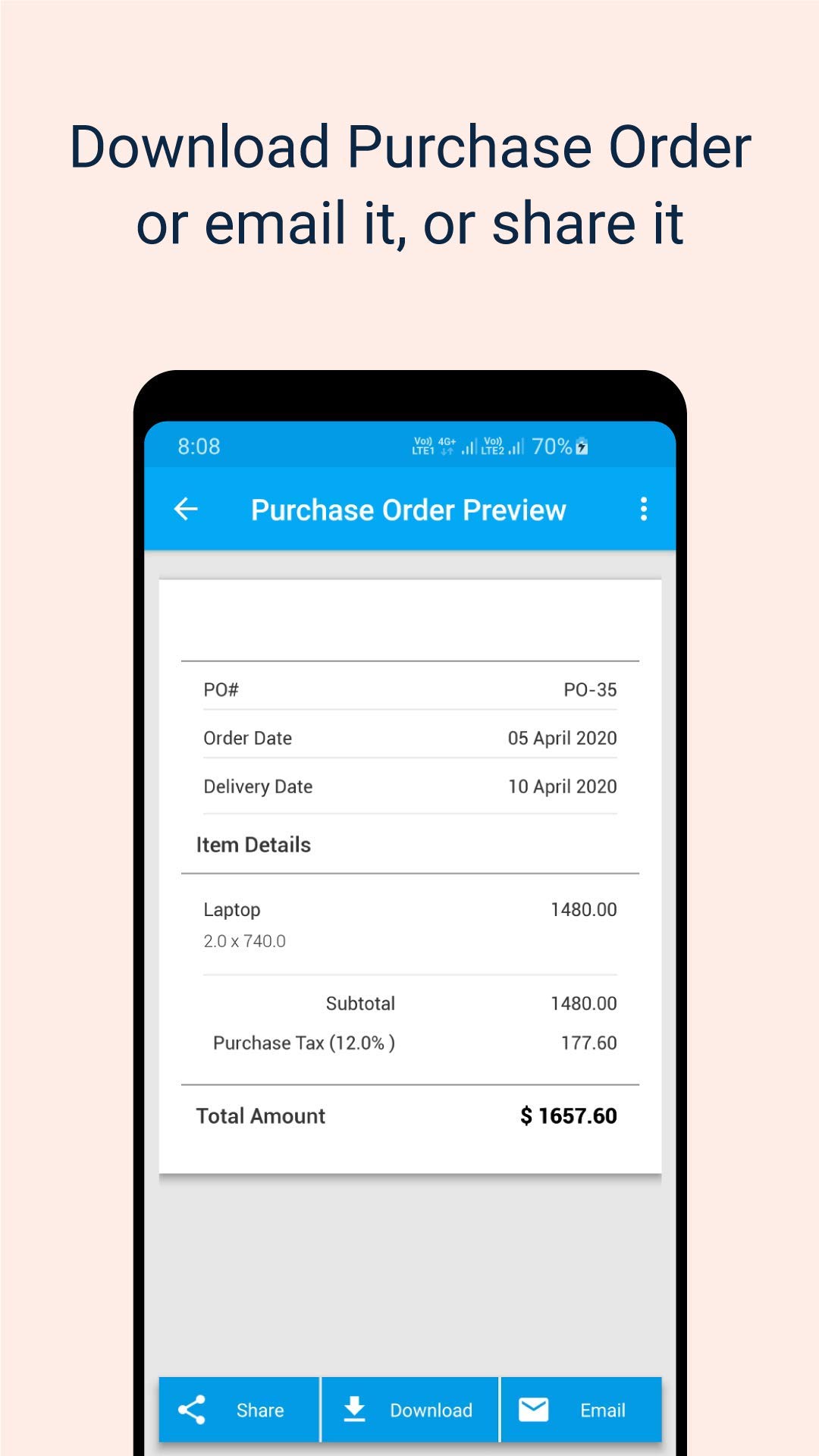 Free Purchase Order Generator:Amazon.in:Appstore for Android