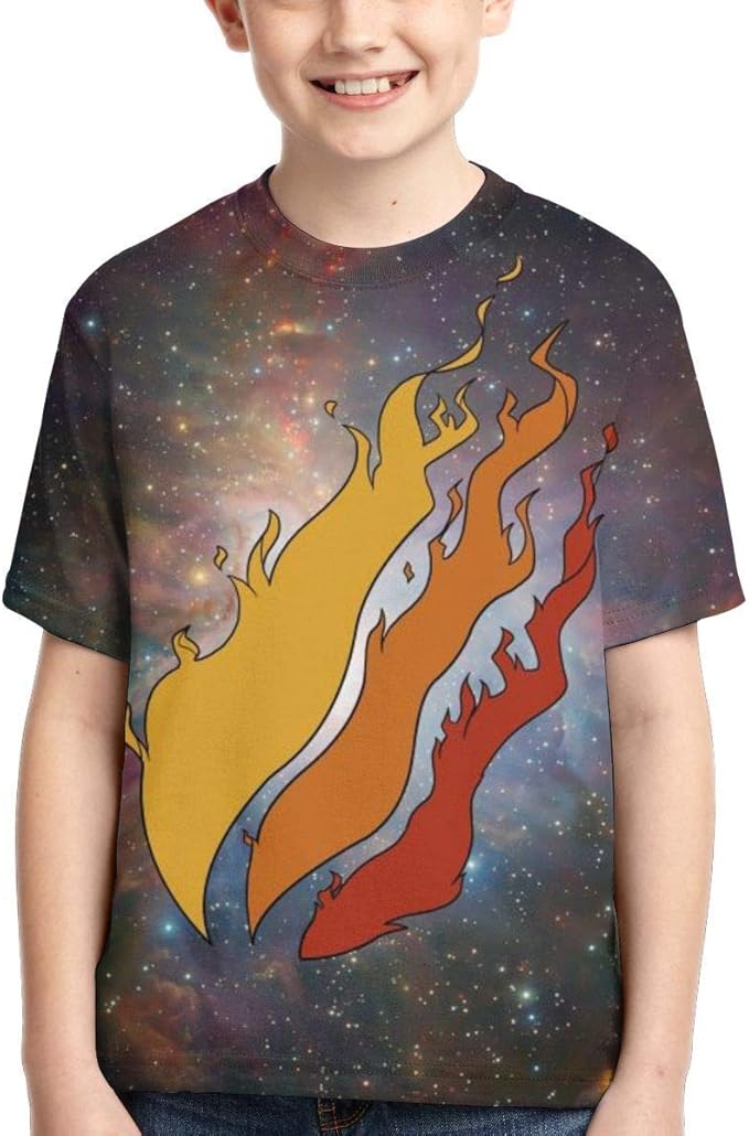 dgeewew Youth Preston Fire Nation Playz Gamer Flame Shirt Kids 3D Print ...