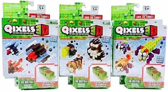 Amazon.com: Qixels 3D Refill Bundle Includes 3 packs - Alien Strikes ...